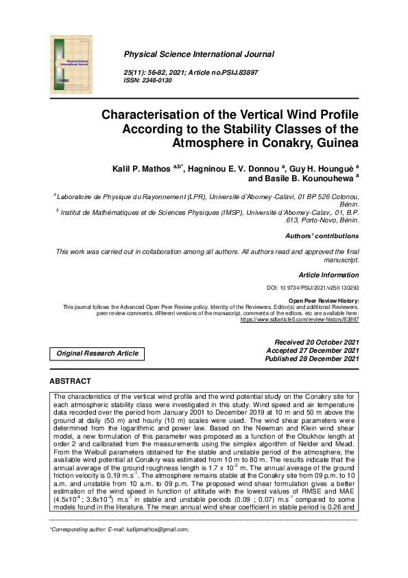 (PDF) Characterisation of the Vertical Wind Profile According to the ...