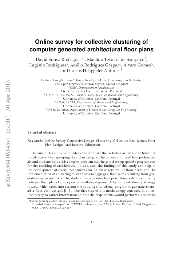 Pdf Online Survey For Collective Clustering Of Computer Generated Architectural Floor Plans