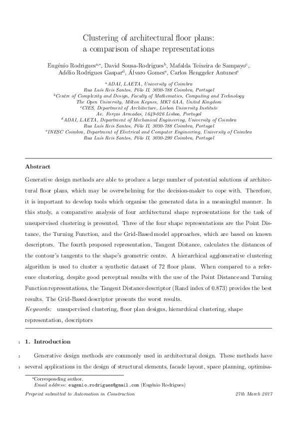 (PDF) Clustering of architectural floor plans: A comparison of shape representations