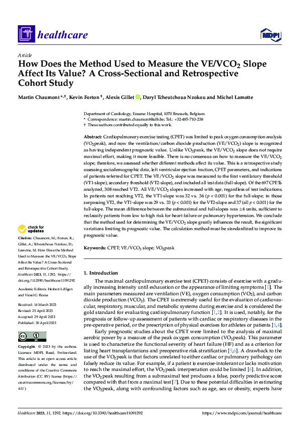 (PDF) How Does the Method Used to Measure the VE/VCO2 Slope Affect Its ...