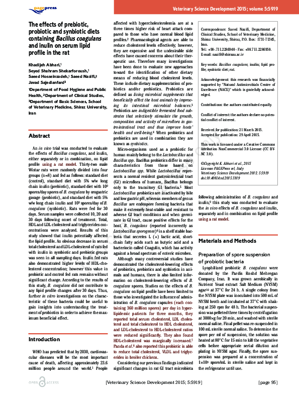 (PDF) The effects of prebiotic, probiotic and synbiotic diets ...