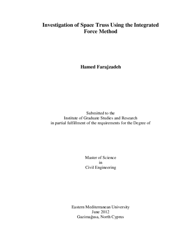 (PDF) Investigation of space truss using the integrated force method