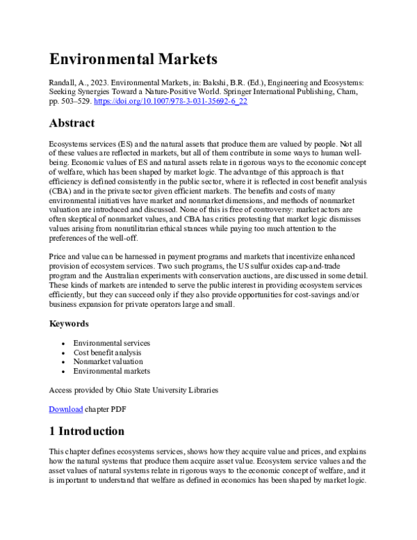 (PDF) Environmental Markets