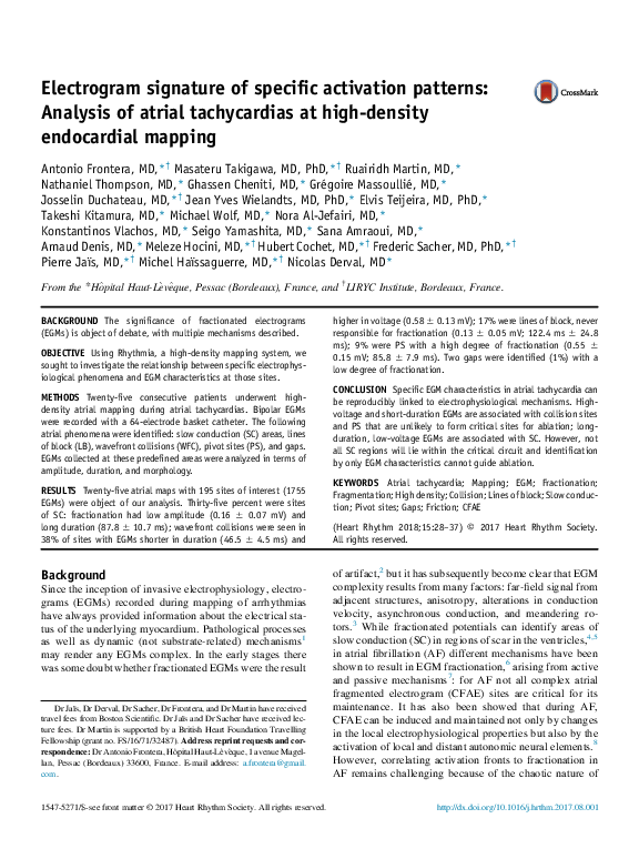 Pdf Electrogram Signature Of Specific Activation Patterns Analysis Of Atrial Tachycardias At