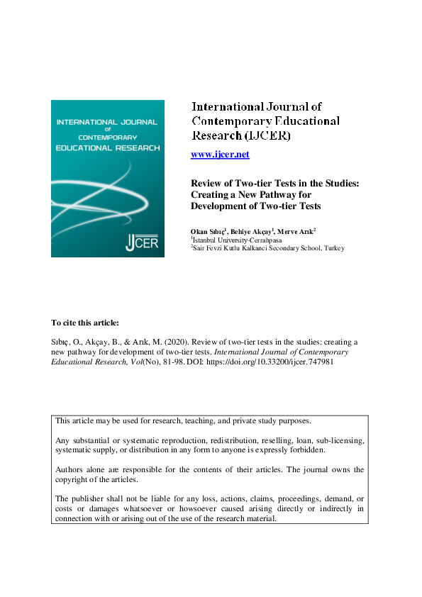 (PDF) Review of Two-tier Tests in the Studies: Creating a New Pathway ...