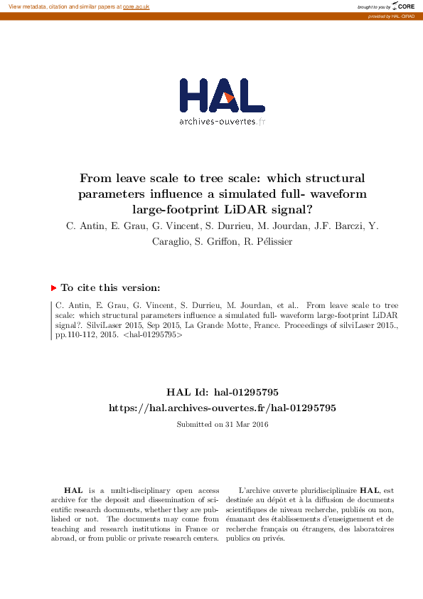 (PDF) From leave scale to tree scale: which structural parameters ...