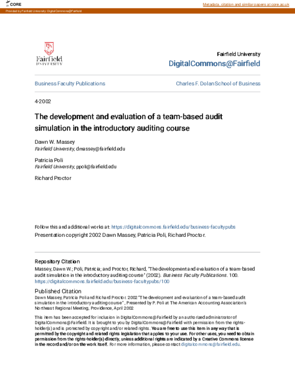 (PDF) The development and evaluation of a team-based audit simulation ...