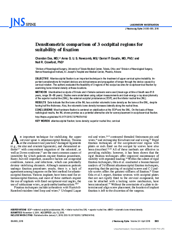 (PDF) Densitometric comparison of 3 occipital regions for suitability ...