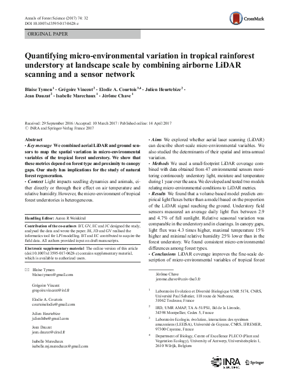 (PDF) Quantifying micro-environmental variation in tropical rainforest understory at landscape ...