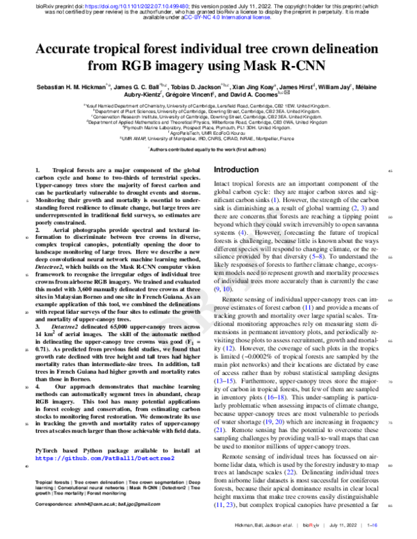 Pdf Accurate Delineation Of Individual Tree Crowns In Tropical Forests From Aerial Rgb Imagery