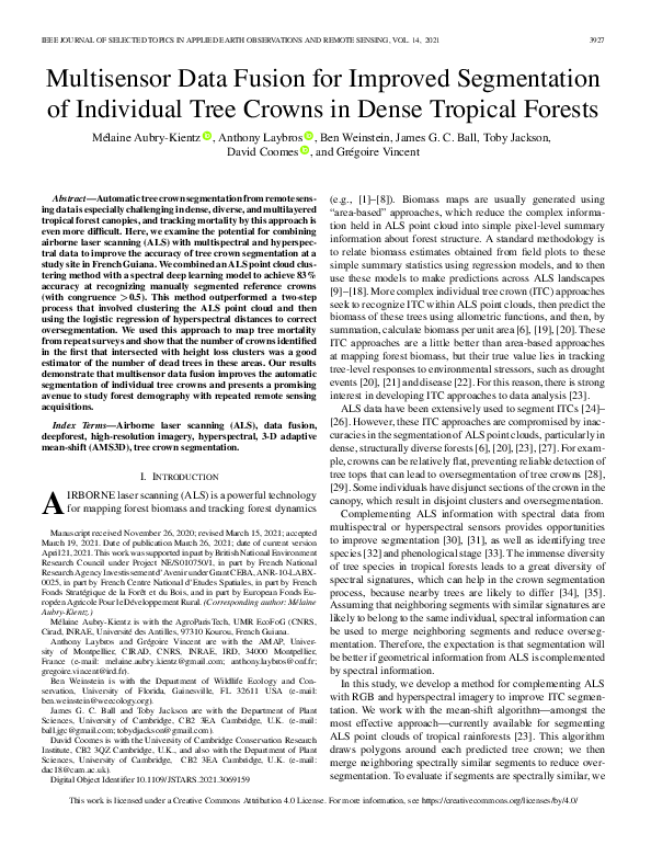 (PDF) Multisensor Data Fusion for Improved Segmentation of Individual ... (PDF) Multisensor Data Fusion for Improved Segmentation of Individual ...