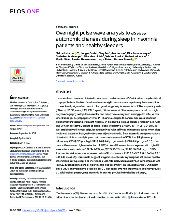 (PDF) Overnight pulse wave analysis to assess autonomic changes during ...