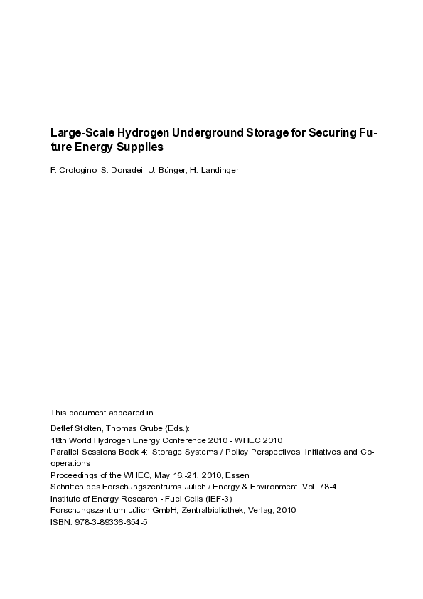 (PDF) Large-Scale Hydrogen Underground Storage for Securing Future ...