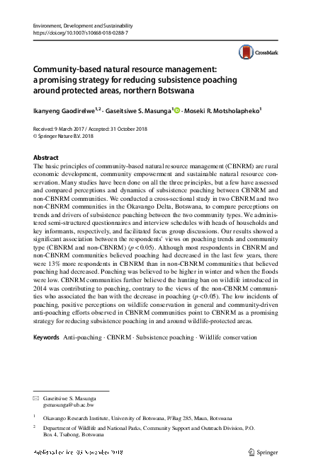 (PDF) Community-based natural resource management: a promising strategy ...