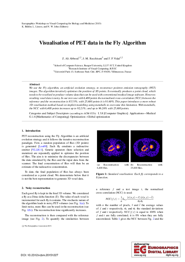 (PDF) Visualisation of PET data in the Fly Algorithm
