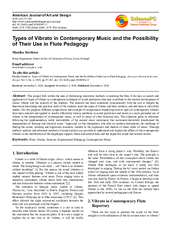 (PDF) Types of Vibrato in Contemporary Music and the Possibility of ...