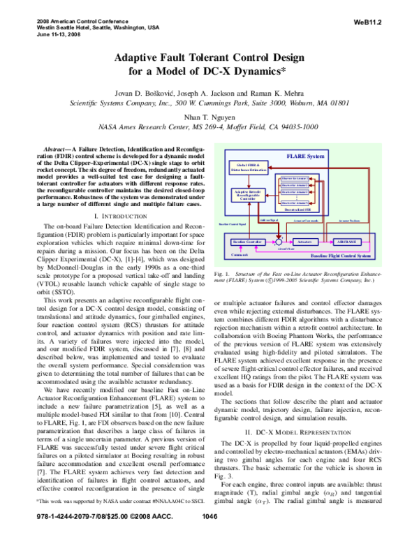 Pdf Adaptive Fault Tolerant Control Design For A Model Of Dc X