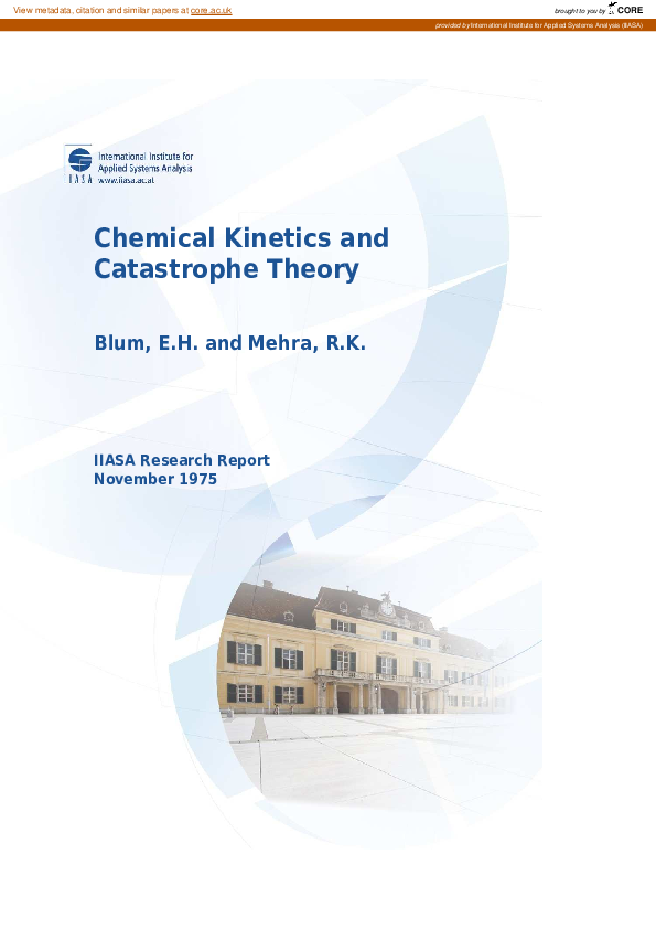 (PDF) Chemical Kinetics and Catastrophe Theory