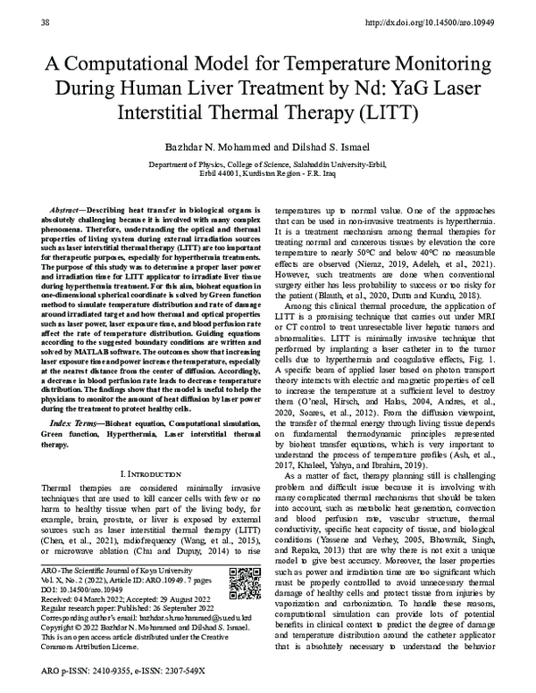 (PDF) A Computational Model for Temperature Monitoring During Human Liver Treatment by Nd:YaG ...
