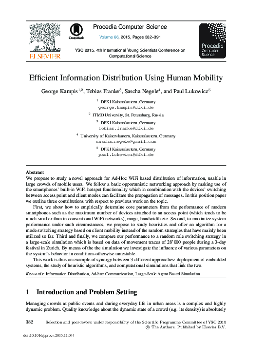 (PDF) Efficient Information Distribution Using Human Mobility