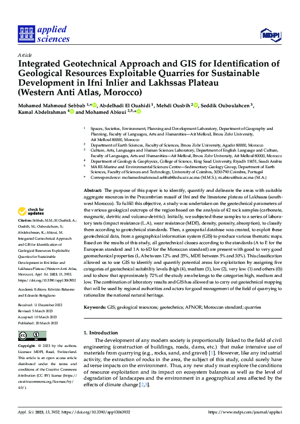(PDF) Integrated Geotechnical Approach and GIS for Identification of Geological Resources ...