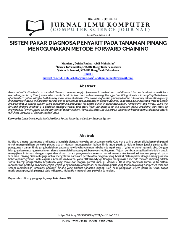 (PDF) Sistem Pakar Diagnosa Penyakit Pada Tanaman Pinang Menggunkan ...