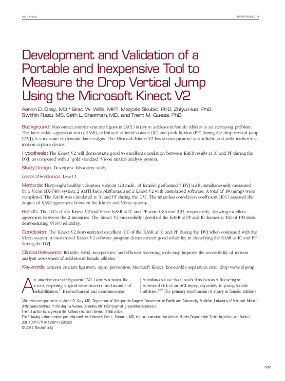 (PDF) Development and Validation of a Portable and Inexpensive Tool to Measure the Drop Vertical ...