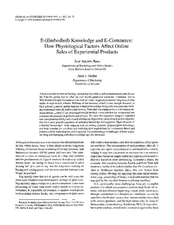 (PDF) E-(Embodied) Knowledge and E-Commerce: How Physiological Factors Affect Online Sales of ...