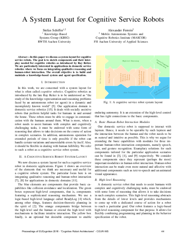 (PDF) A System Layout for Cognitive Service Robots | Alexander Ferrein - Academia.edu