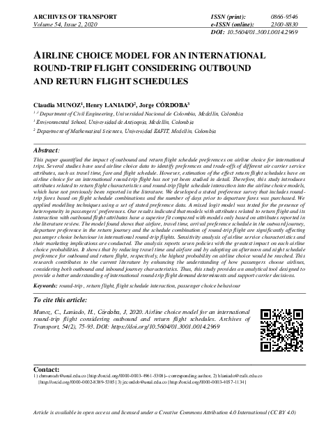 (PDF) Airline choice model for an international round-trip flight ...
