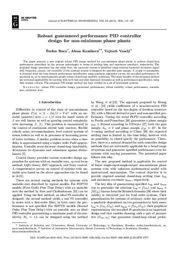 (PDF) Robust guaranteed performance PID controller design for non-minimum phase plants