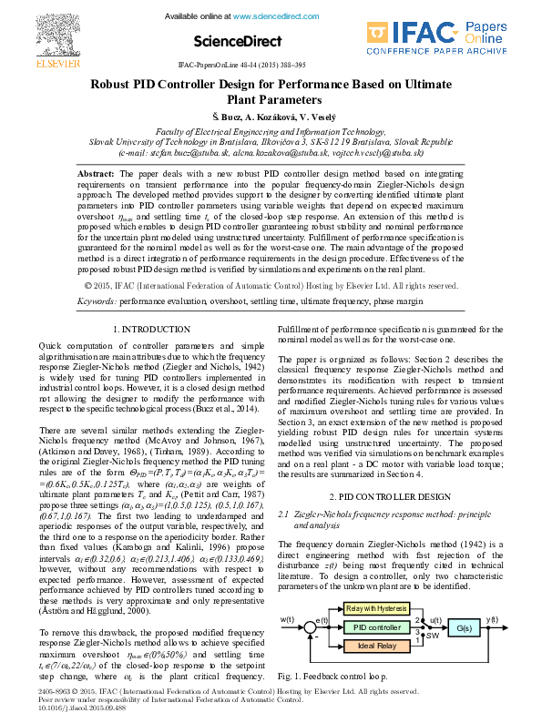 Pdf Robust Pid Design Integrating Performance Criteria 
