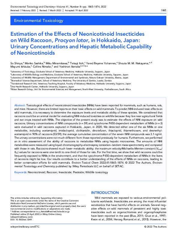 (PDF) Estimation of the Effects of Neonicotinoid Insecticides on Wild ...