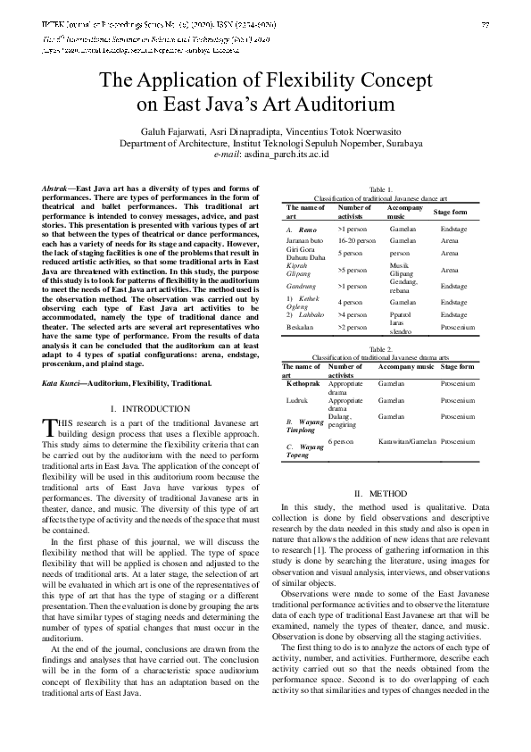 (PDF) The Application of Flexibility Concept on East Java’s Art Auditorium