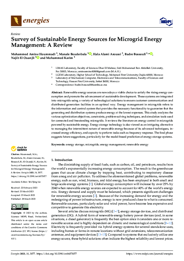 (PDF) Survey of Sustainable Energy Sources for Microgrid Energy Management: A Review