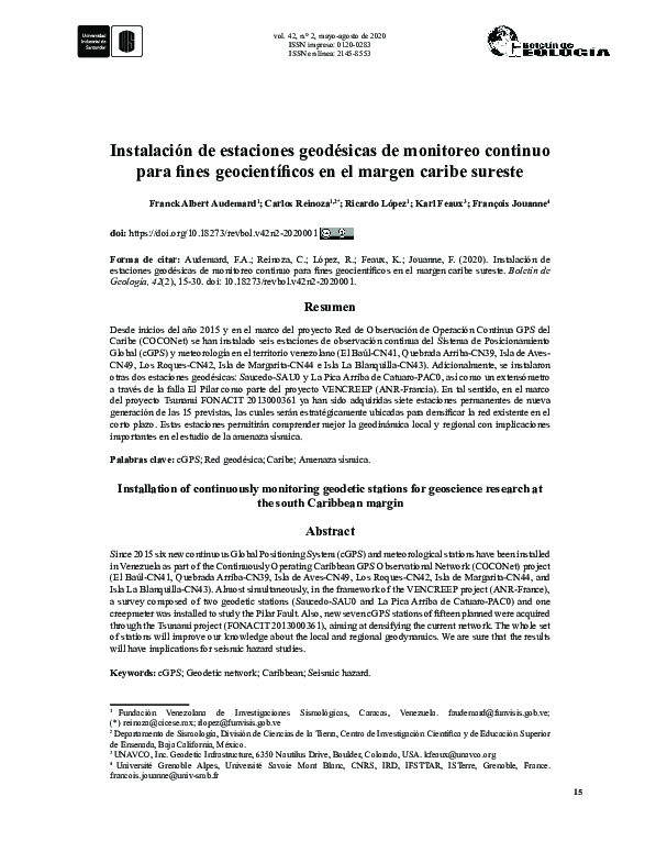 (PDF) Instalación de estaciones geodésicas de monitoreo continuo para ...