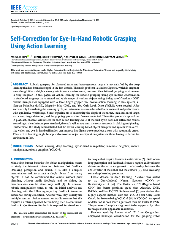 (PDF) Self-Correction for Eye-In-Hand Robotic Grasping Using Action ...