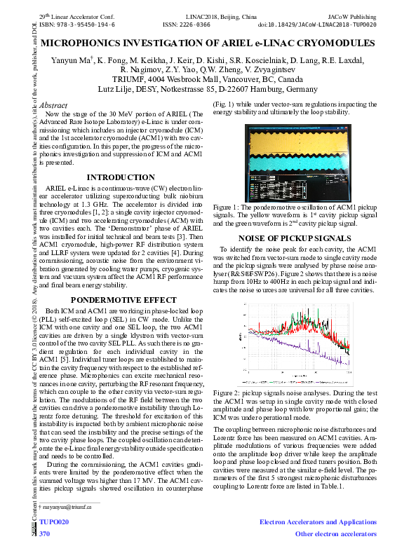 Microphonics Investigation of ARIEL e-Linac Cryomodules