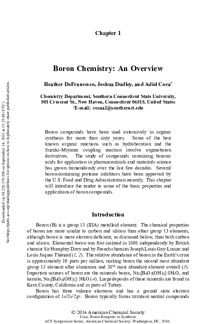 (PDF) Boron Chemistry: An Overview