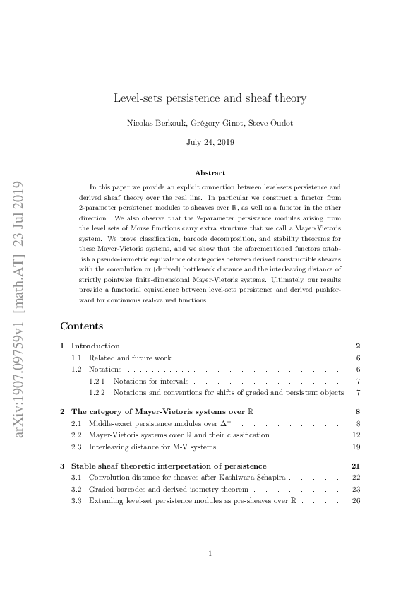 (PDF) Level-sets persistence and sheaf theory