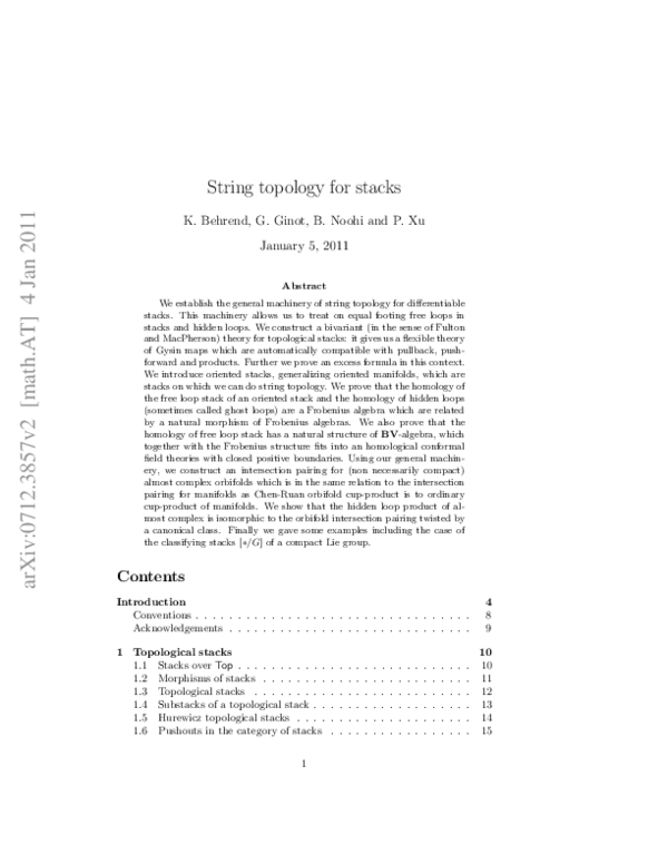 (PDF) String topology for stacks