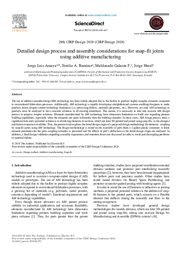 (PDF) Detailed design process and assembly considerations for snap-fit ...
