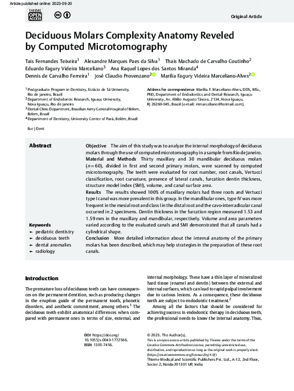 (PDF) Deciduous Molars Complexity Anatomy Reveled by Computed ...