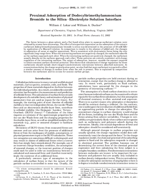 (PDF) Proximal Adsorption of Dodecyltrimethylammonium Bromide to the ...