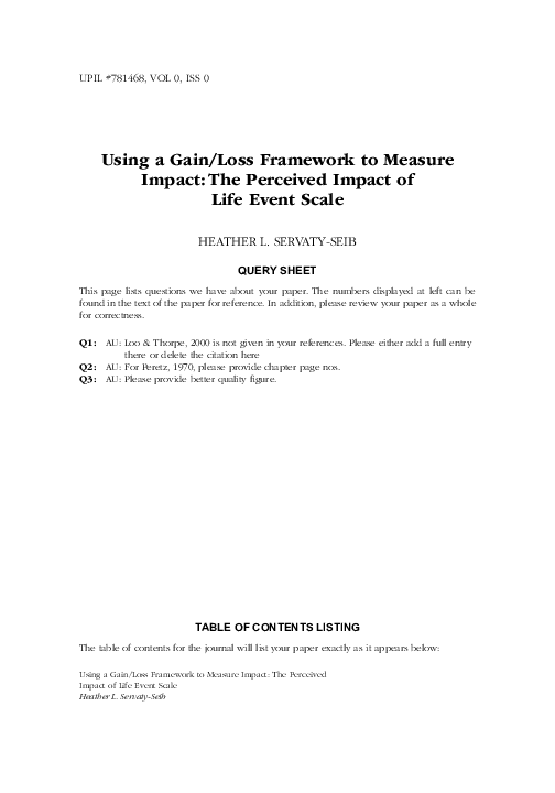 (PDF) Using a Gain/Loss Framework to Measure Impact: The Perceived ...