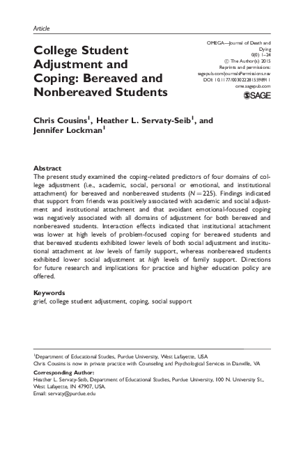 (PDF) College Student Adjustment and Coping