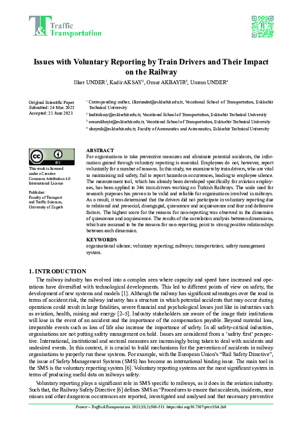 (PDF) Issues with Voluntary Reporting by Train Drivers and Their Impact ...