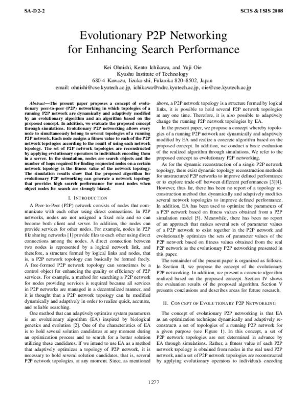(PDF) Evolutionary P2P Networking for Enhancing Search Performance