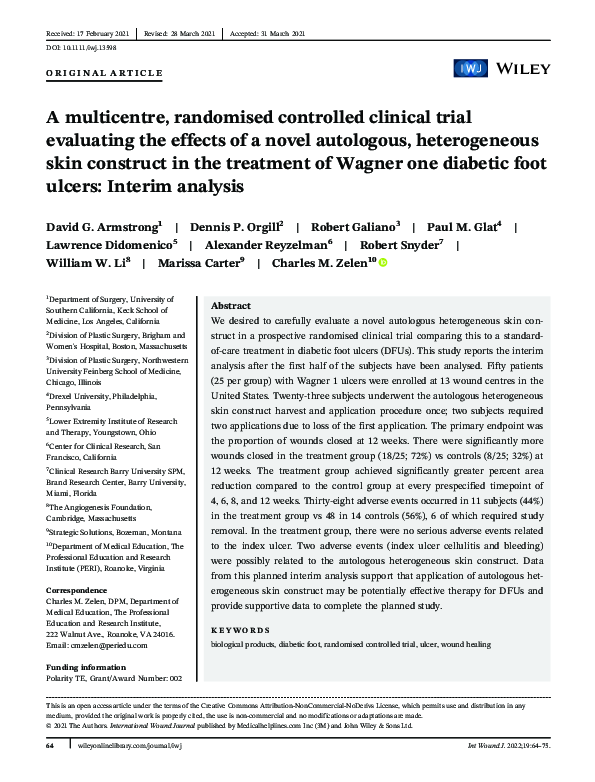 (PDF) A multicentre, randomised controlled clinical trial evaluating ...