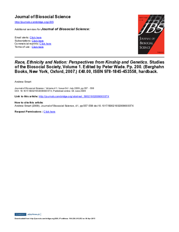 (PDF) Race, Ethnicity and Nation: Perspectives from Kinship and ...